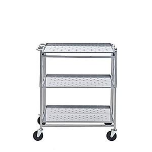 Master Grade 3 Tier Rolling Carts with Wheels, Thick Steel Utility Cart on Wheels, Storage Cart on Wheels (Grey)