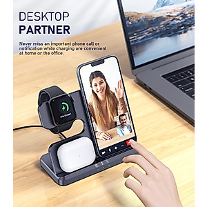 3 IN1 Wireless Charging Station Apple,20W Fast Wireless Charger Stand, iPhone Wireless Charger Station Dock for iPhone14-11/Pro/Max/Mini/X/XR/8/Plus,Airpods Pro/3/2,Apple Watch Series (18W Adapter)