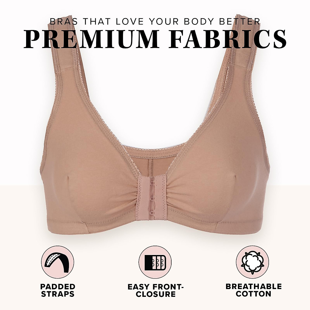 Leading Lady Meryl Cotton Front-Closure Comfort & Sleep Bra - Comfy Cotton Sleep and Leisure Bras For Women.