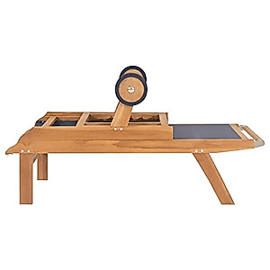 imasay Folding Sun Loungers with Wheels 2 pcs Solid Teak and Textilene for Outdoor,Outside,Patio,Garden,Beach,Lawn,Sunbathing,Tanning,Pool,Adjustable Reclining Lounge Chairs