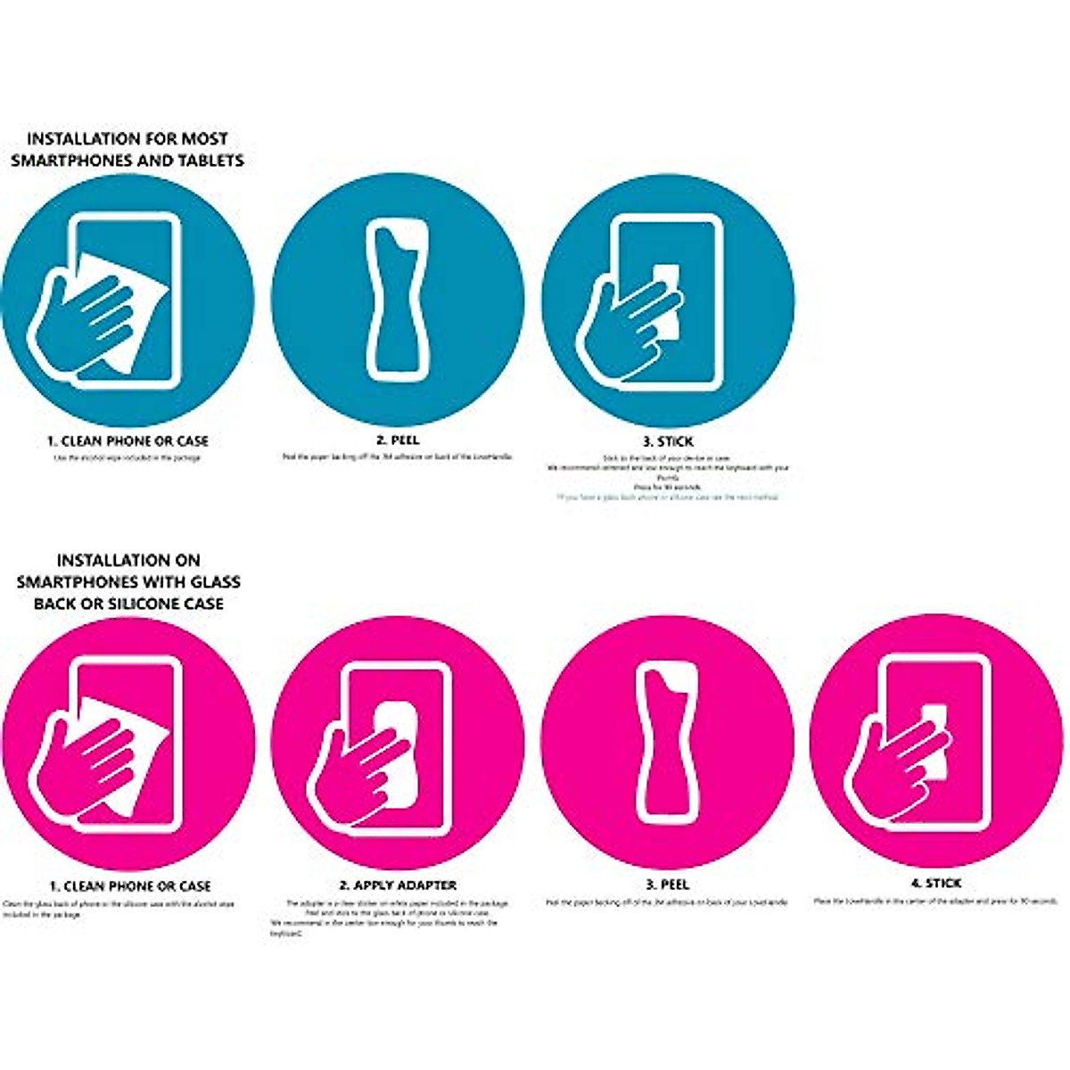 Universal Phone Grip for Most Smartphones, Mini Tablets and Cases, Mauve Rose Base with Black Elastic Strap, LH-01Rose