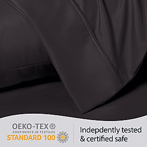 LuxClub Collection Pillowcases 2 Pack - Eco Friendly Wrinkle Free Cooling Pillow Cases with Satin Trim - Machine Washable Hotel Bedding Silky Soft - Black King