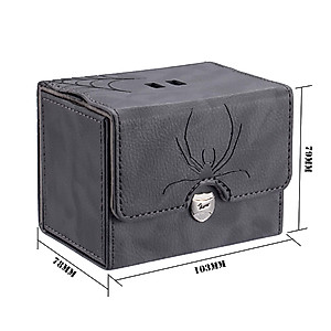 Zoopin Leather Deck Box with Built-in Spinning Life Counter (Black)