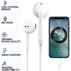 2 Pack iPhone Headphones Wired [Apple MFi Certified] Apple Earbuds for iPhone (Built-in Microphone & Volume Control) Noise Isolating Headphones for iPhone 13/12/11/XR/XS/X/8/Support All iOS System