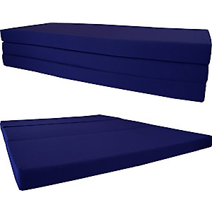D&D Futon Furniture Navy Queen Size Shikibuton Trifold Foam Beds 4x60x80, 1.8 lbs high Density Resilient White Foam, Floor Foam Folding Mats, Floor Seat, Meditation, Yoga