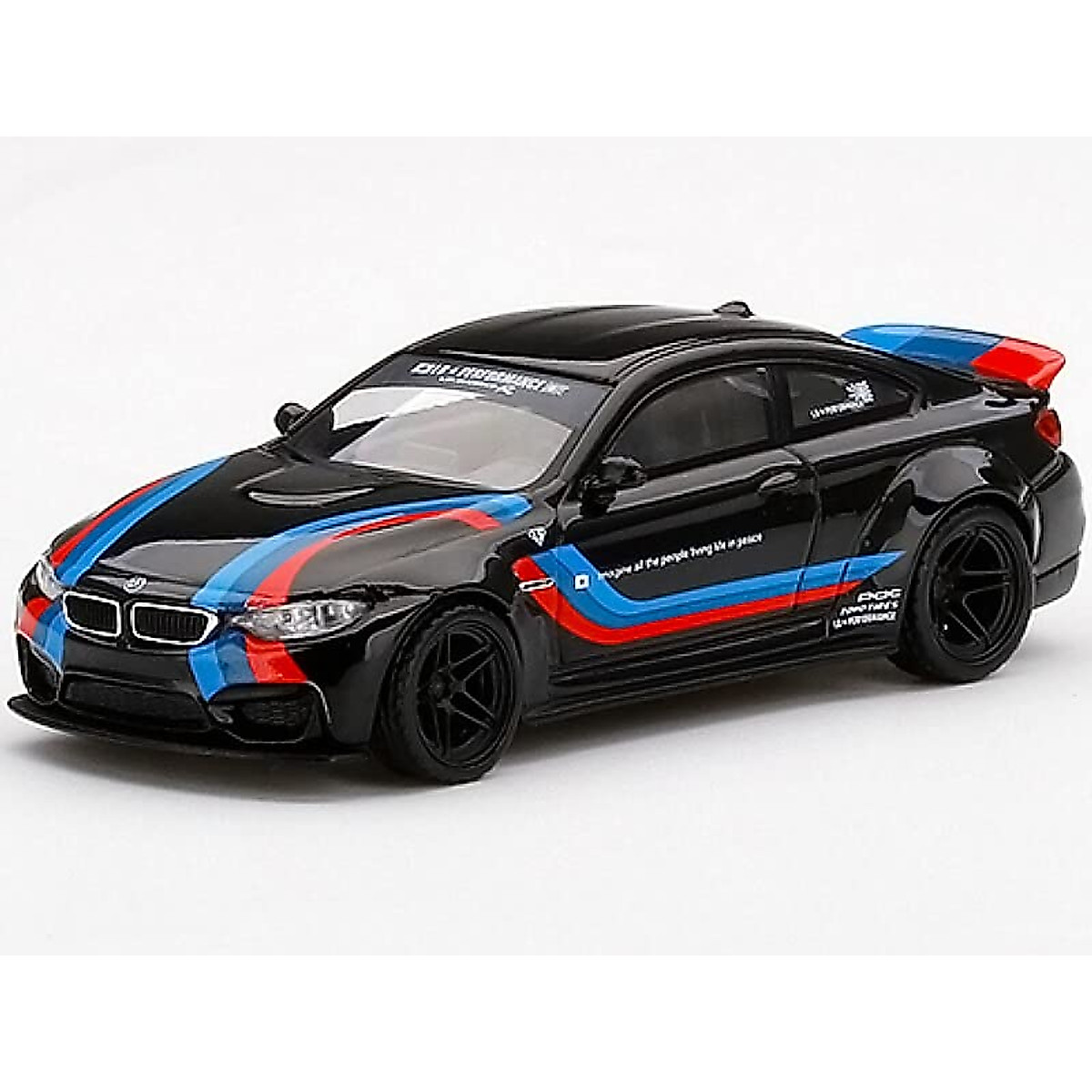 TSM Model M4 LB Works Black with M Stripes Limited Edition to 7800 Pieces Worldwide 1/64 Diecast Model Car by True Scale Miniatures MGT00306, MGT00306-MJ