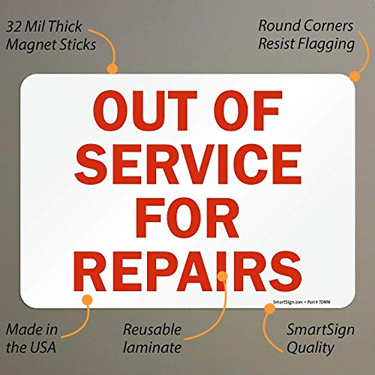 SmartSign - U9-1911-MG_7x10 "Out of Service for Repairs" Sign | 7" x 10" Magnetic Red on White
