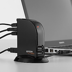 Amazon Basics 7 Port USB 2.0 Hub Tower with 5V/4A Power Adapter, Black