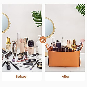 Small PU Storage Bins, Faux Leather Storage Basket with Handles, Collapsible Storage Bin for Closets, Shelves, Perfect for Organizing Keys, Remote Control, Wallet, Jewelry, Sunglasses, Gifts