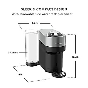 Nespresso Vertuo POP+ Deluxe Coffee and Espresso Machine by Breville with Milk Frother, Titan Medium