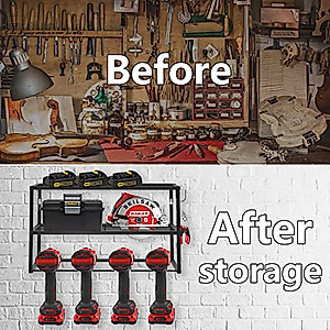 Dosker Tool Organizer Fathers Day Gifts Wall Shelf Mounted Garage Storage Rack 3 Layers Heavy Duty Metal Drill Holder Utility Storage Rack Garage, Workshop and Warehouse for Men Dad Gifts 1PC