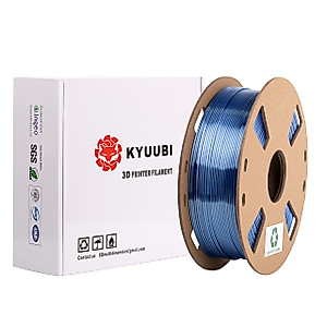 KYUUBI Silk Silver Blue 3D Printer Filament PLA 1.75 mm 1 KG (2.2 LBS) Shine Silky Shiny Silver Blue PLA