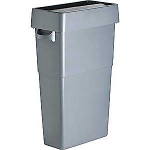 Genuine Joe 23-Gallon Slim Waste Container, 30" x 20" x 11", Gray, 4 Piece