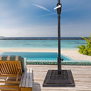 COOS BAY 27 lbs 17.3 inch Outdoor Heavy Duty Square Antiqued Resin Umbrella Base Stand for Patio, Garden, Lawn, Bronze…