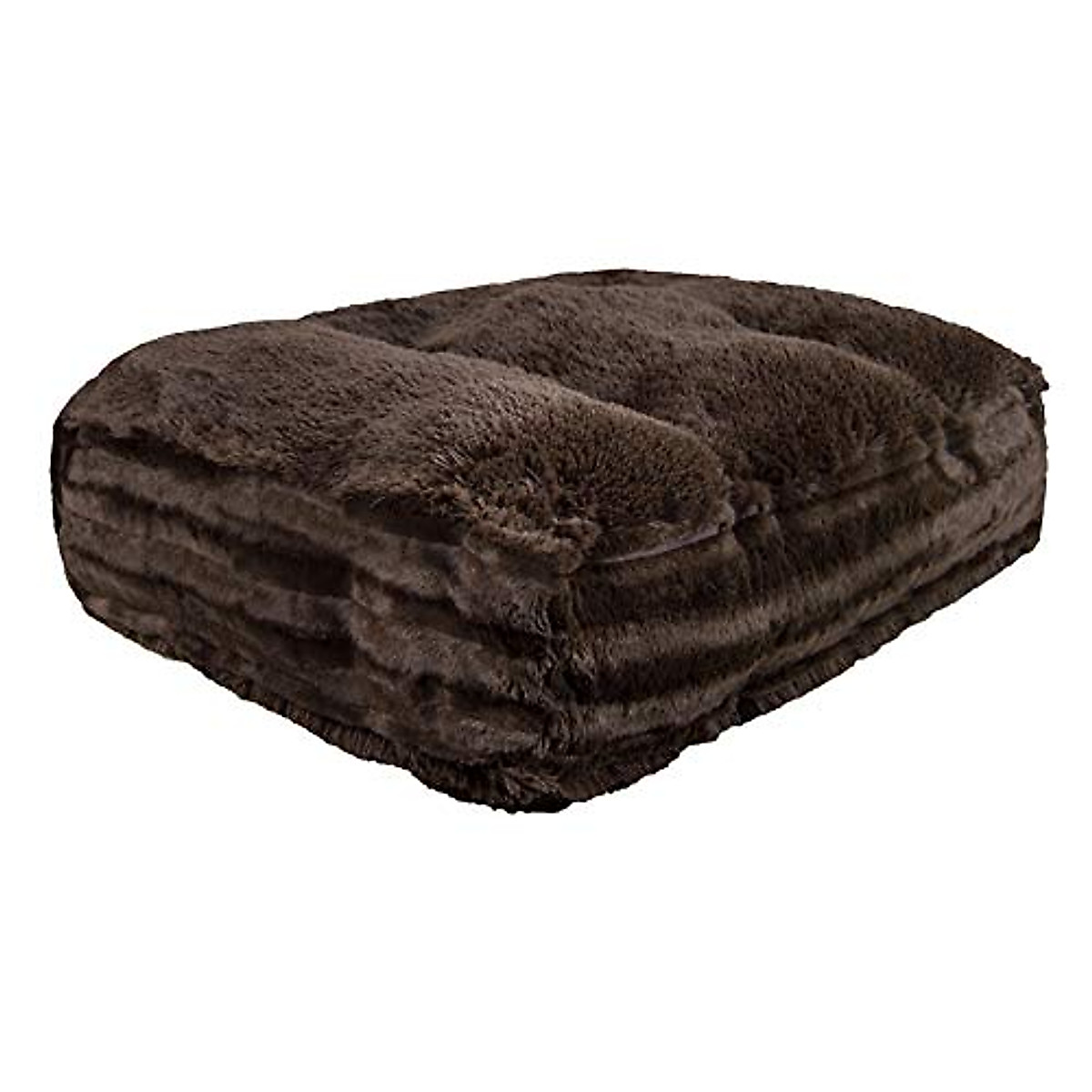 Bessie and Barnie Grizzly Bear/Godiva Brown Luxury Shag Extra Plush Faux Fur Rectangle Pet/Dog Bed (Multiple Sizes)