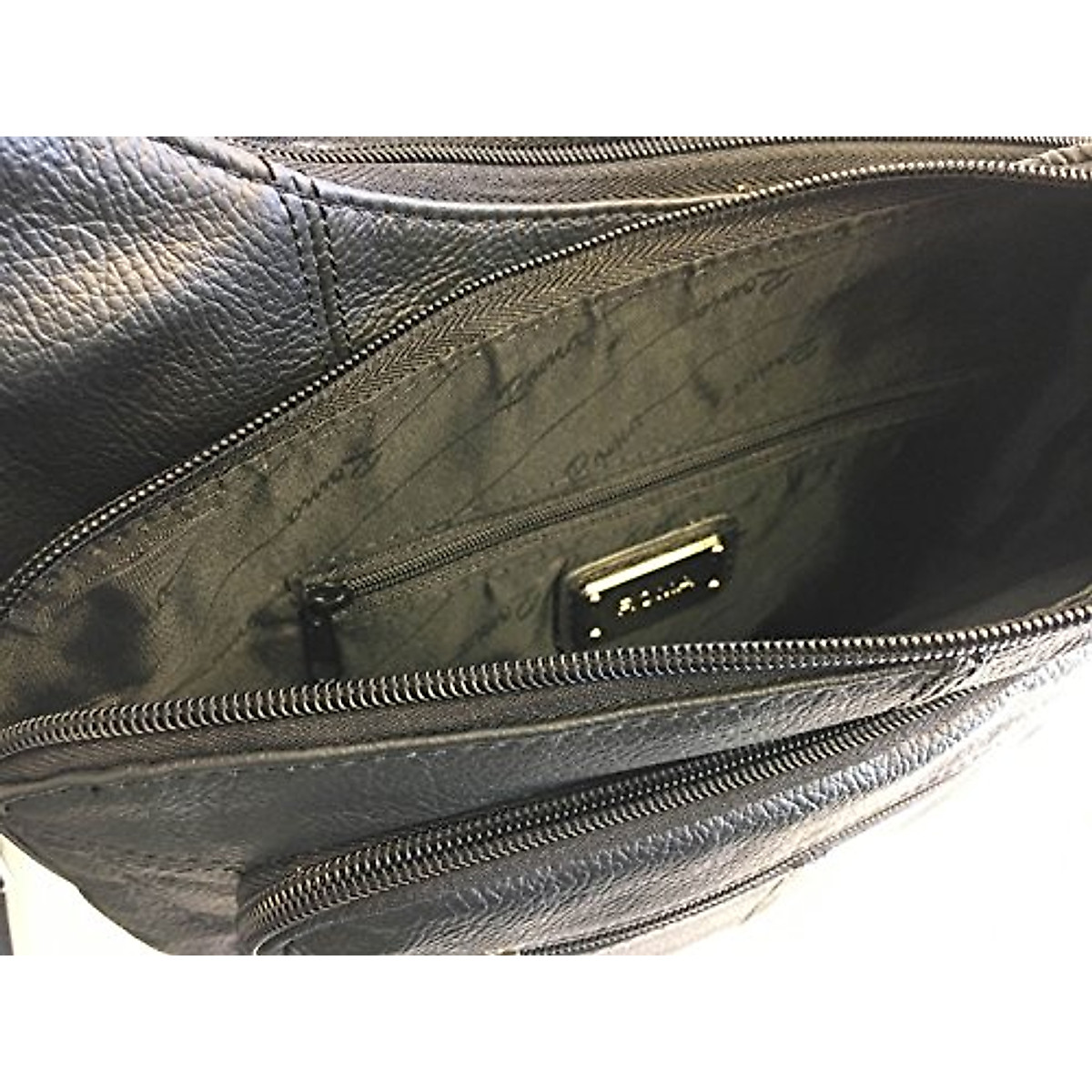 Roma Leathers Stylish Leather Locking Concealment Crossbody Purse, Black