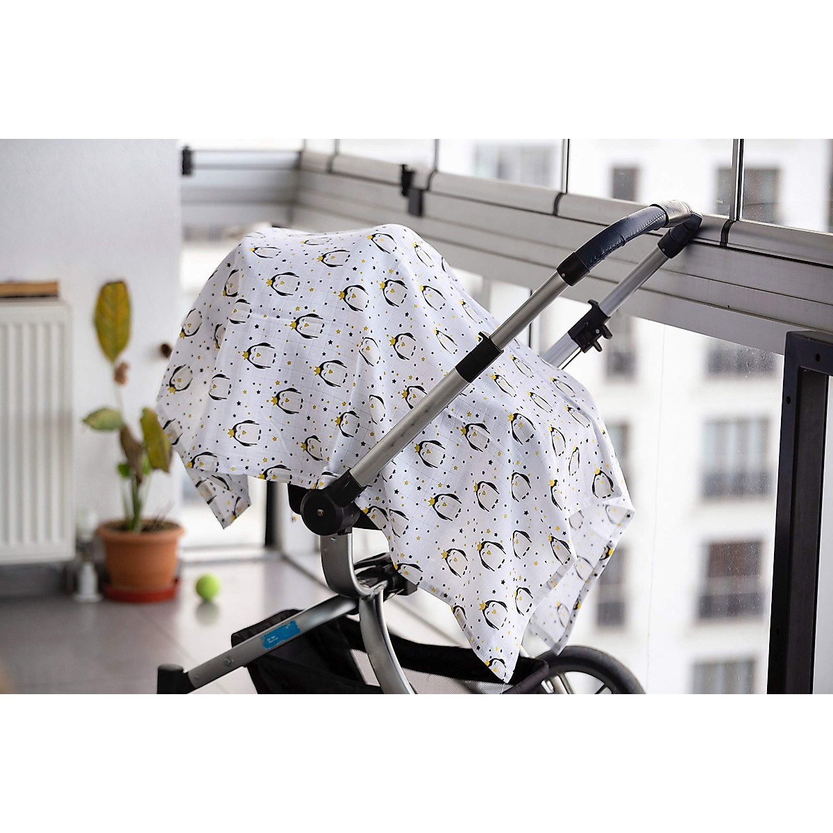 ipek kehribar Baby Muslin Swaddle Blankets Unisex 100% Cotton Ultra Soft, Multipurpose, Baby Swaddle Blanket for Boys and Girls, 43 X 43 inch 1 Pack/Penguin