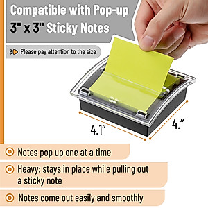 Mr. Pen- Pop Up Note Dispenser, 3"x 3", Black, Sticky Note Dispenser, Sticky Note Holder for Desk, Self-Stick Note Pad Holders, Sticky Note Pad Holder, Sticky Notes Holder for Desk