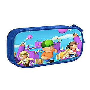 Stumble Guys Pattern Pen Pencil Case Bag Big Capacity Multifunction Storage Pouch Organizer with Zipper Office University for Girls Boy Blue