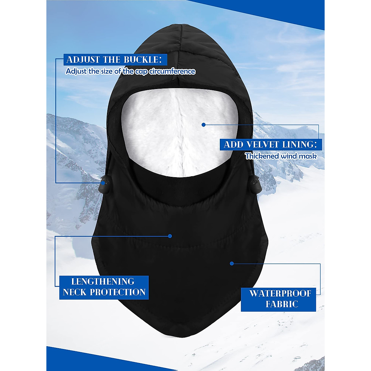 Kids Winter Windproof Waterproof Hat and Ski Snowboard Gloves, Breathable Lined Winter Cold Weather Gloves Unisex Children Heavyweight Balaclava, Ski Mask Thick Warm Fleece Face Cover for Kids Unisex