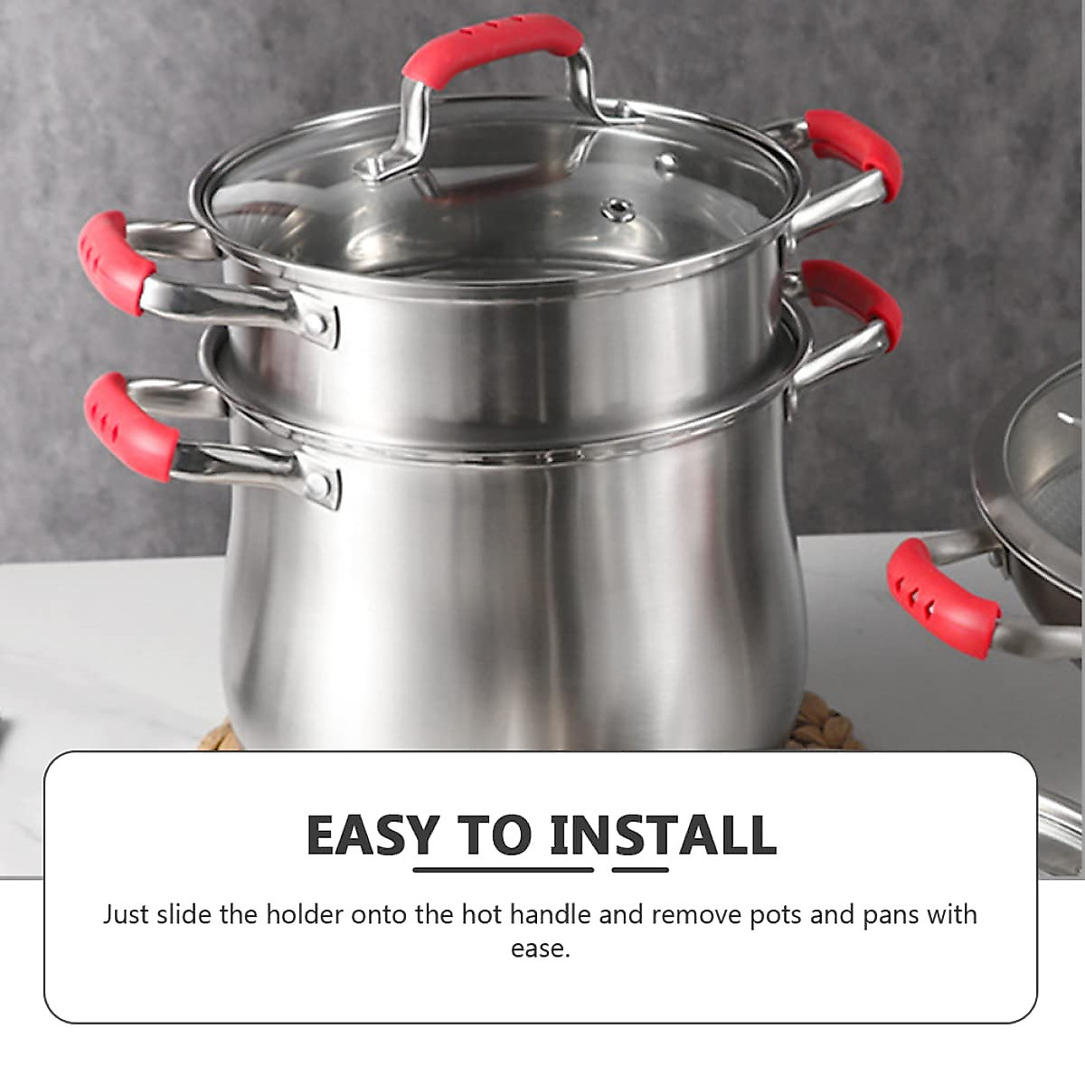 BESTonZON 8Pcs Silicone Pot Silicone pan Ear Pot Handle Grips Pot Handle Sleeve Ear Cover Rubber