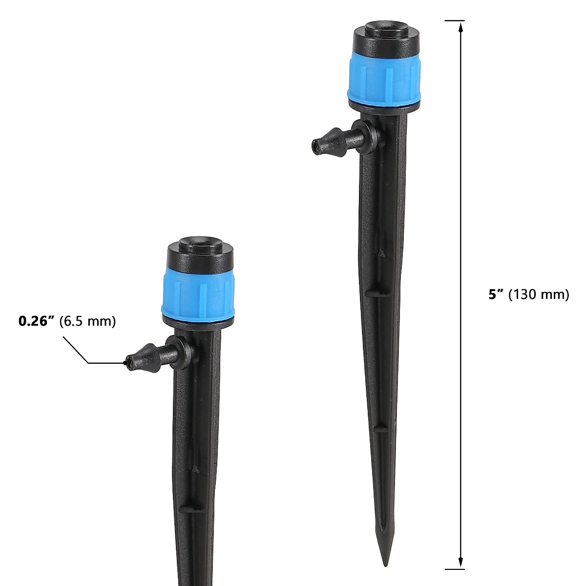 MUKLEI 200 Pcs 5" Drip Emitters Fan Shape, Drip Irrigation Emitters Vortex with Stake, 360 Degree Fan Shape Adjustable Water Flow Irrigation Drippers for 1/4 Inch Irrigation Tube Hose