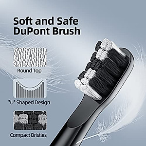 XFU Sonic Toothbrush for Adults and Kids, 3 Dupont Brush Heads, with 5 Modes and Waterproof IPX7, Battery Electric Toothbrush Build in 2 Mins Timer 40,000 VPM XF-2011 (Black)