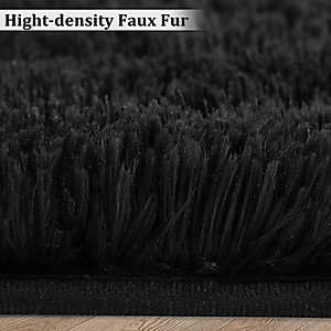 Zacoo 9x12 Extra Large Area Rugs for Living Room,Super Soft Fluffy Modern Bedroom Carpet Rug Indoor Modern Plush Shaggy Floorcover Fuzzy Solid Home Decor Rug Non Slip Throw Rug Kids Room Nursery,Black