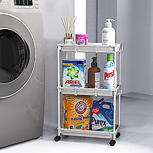 SimpleHouseware Standard 3-Tier Slim Rolling Storage Cart, White