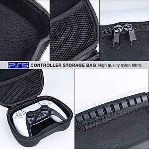 ASFSKY PS5 DualSense Controller Carry Case PS5 Controller Storage Bag Travel Carrying Case Holder Shockproof Protective Hard Case for PlayStation 5 DualSense Controller (WHITE+BLACK)