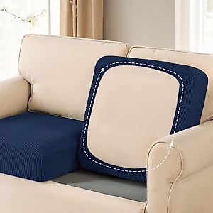 SUBRTEX Couch Slipcover RV Seater Slip Loveseat Stretch Durable Sofa Cushion Cover Spandex Elastic Furniture Protector for Settee Seat for Replacement in Livingroom, Small, Navy