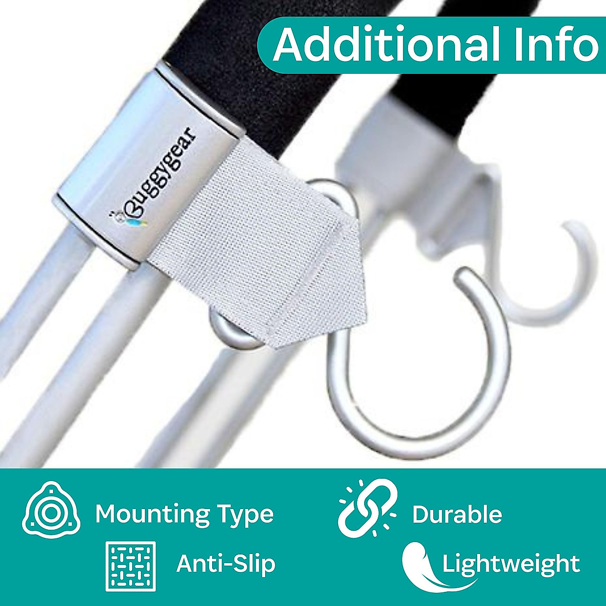 Buggygear Stroller Hooks - On The Go Stroller Hooks for Bags - Hang Bags Stroller Hooks