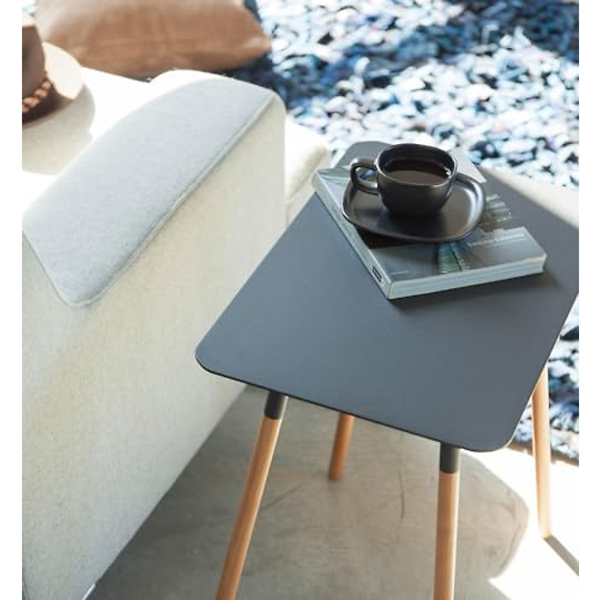 YAMAZAKI home Plain Rectangular Side Table Black,