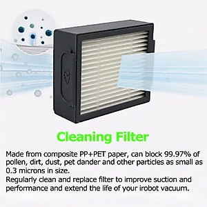 Replacement Parts for iRobot Roomba i3 i3+ i4 i4+ i6 i6+ i7 i7+ i8 i8+ j7 j7+ Plus,I & j Series Vacuum Cleaner, 4 Vacuum Bags, 2 Roller Brushes, 3 Edge Brushes, 3 Filters Included