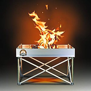 Pop-Up Fire Pit + Extra Fire Mesh | Portable and Lightweight | Fullsize 24 Inch | Weighs 7 lbs. | Never Rust Fire Pit | Extra Fire Mesh Included