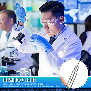 Weewooday Glass Droppers Pipettes Graduated Lab Dropper Glass Liquid Pipette with Big Rubber Hats 20 cm Glass Stir Rod Washing Brush Transfer for Liquid Essential Oil(16 Pieces,Blue,5 Ml, 10 ml)