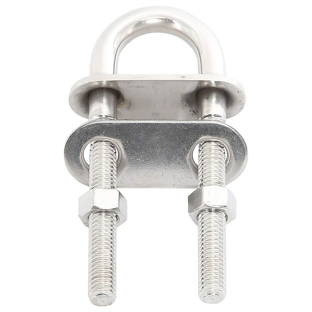 NovelBee 2-Pack 3/8" Stock Stainless Steel Stern Bow Eye U Bolt with Welding Plate,Washer and Hex Nuts (Overall Length:4-1/2")