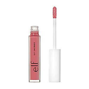 e.l.f. Lip Lacquer, Moisturizing, Shiny, Non-Sticky & Long Lasting, Provides Maximum Color & Glides On, Vegan & Cruelty-Free, Wild Rose, 0.08 Fl Oz