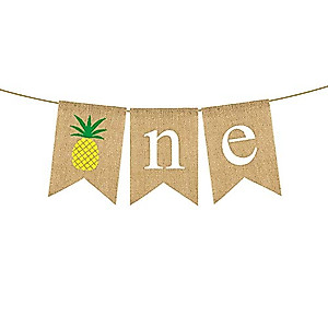 Jute Burlap One Banner with Pineapple Boy Girl 1st Birthday Highchair Banner Summer Party Decoration