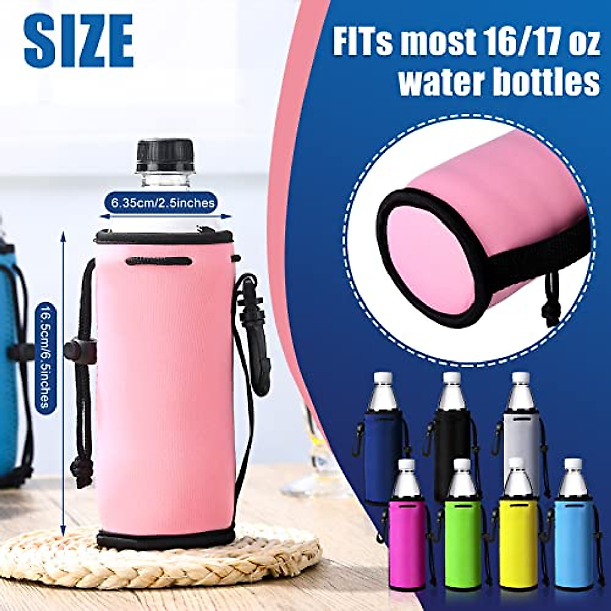 10 Pack Neoprene Water Bottle Sleeves Insulators Beverage Bottle Can Sleeves Covers 16 17 oz Coolers Holder Non Slip Water Bottle Cover Sleeve