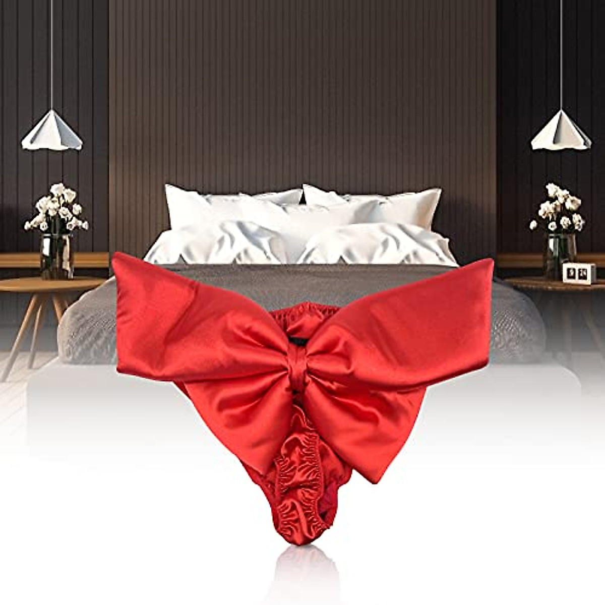 TIMIJOY for Women Red G-Strings Thongs for Women, Sexy Slutty Panties with Bow on Back, Stretch Low Rise T-Back Underwear