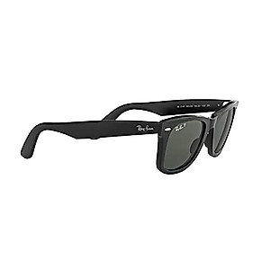Ray-Ban Unisex-Adult Rectangular Sunglasses Black Frame Green Lens Medium