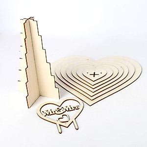 Amosfun 7-layer Wooden Chocolate Display Stand Heart Shape Romantic Delicate Candies Food Display Decor for Wedding Bridal Shower Party Supplies