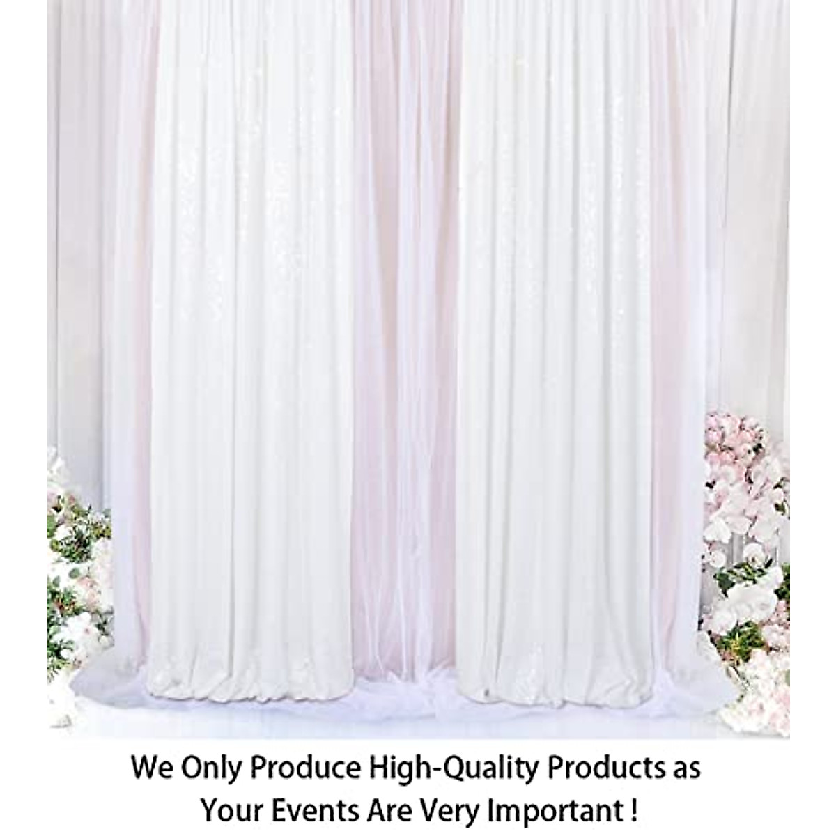 Sequin Curtains 2 Panels White 2FTx8FT Sequin Photo Backdrop White Sequin Backdrop Curtain Pack of 2-1011E