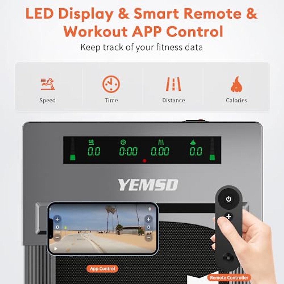 Yemsd Walking Pad Treadmill, 2.5 HP Under Desk Treadmill for Home Office Walking Treadmill with LED Display,Remote Controller,330LBS Weight Capacity