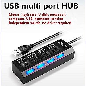 Lysee USB Cables - USB Hub 2.0 Multi USB 2.0 Hub High Speed LED 4 / 7 Ports USB Splitter for PC Computer Accessories Laptop with ON/of - (Color: Red, Length: SATNGARD)