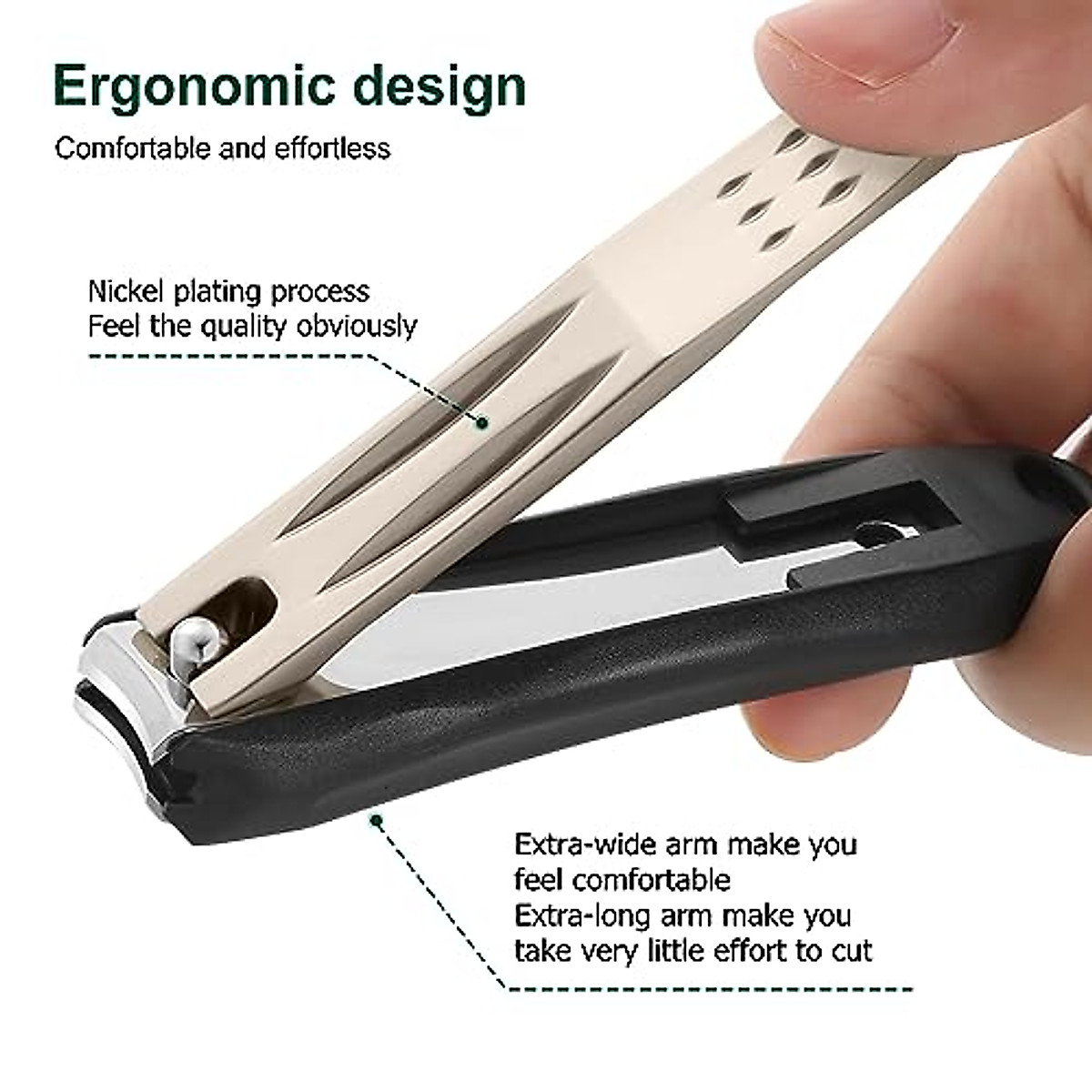 2pcs Nail Clipper Set with Comfort Grip Nail Catcher, Ultra Sharp & Durable Nail Clipper Cutters Trimmer for Men and Women, 18-month Replacement Warranty