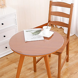 WingCanto 42 Inch Round Clear Plastic Dining Table Protector 1.5mm Thick Plastic Tablecloth Pad Wooden Furniture Desktop Glass Marble Coffee End Side Tabletop Pad Bar Sofa Cloth Top Protection Cover