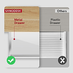 SANODESK Standing Desk with Drawer, Electric Height Adjustable Home Office Desk with Storage & USB Ports, 55 inch White Wood Tabletop/White Frame