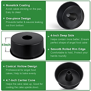P&P CHEF Nonstick Angel Food Cake Pan, 10 Inch Cake Pan Round Baking Tin, Tube Pan for Baking Pound Cake, Conical Hollow & One-piece Design, Stainless Steel Core & Heavy-duty, Oven Safe